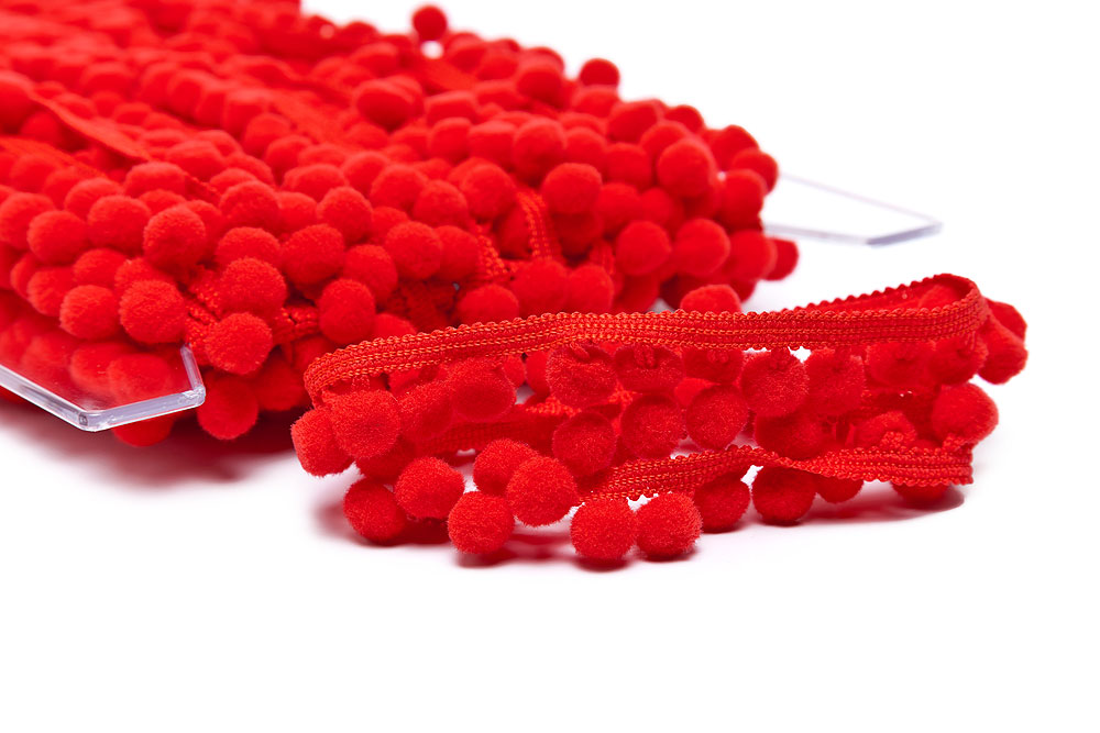 Galon pompon 18mm rouge - 3B COM